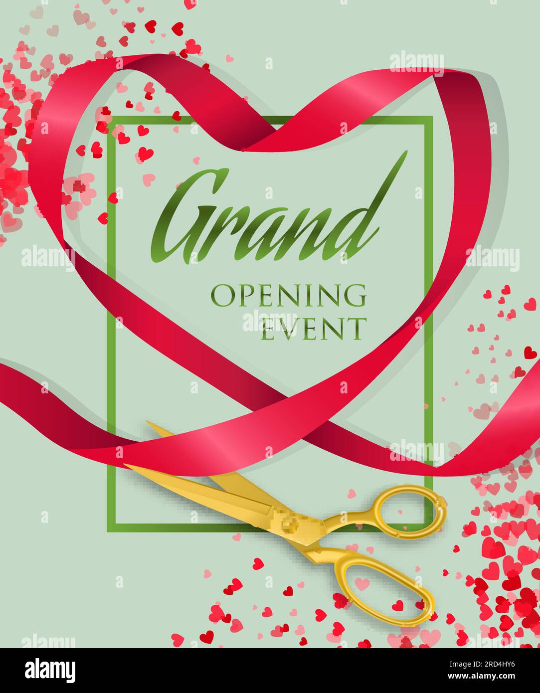 Grand opening event lettering with ribbon heart Stock Vector Image ...
