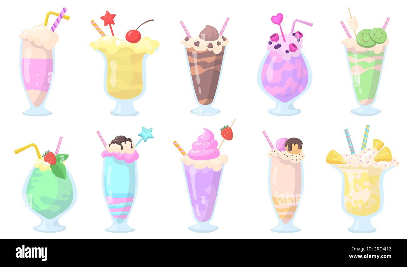 Set glasses cold tasty Stock Vector Images - Alamy