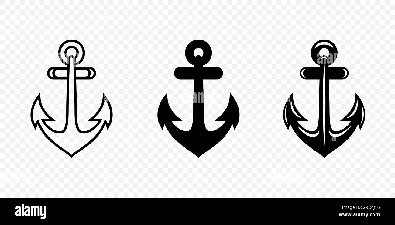 Vector Anchors. Anchor Silhouette Icon Set. Black and White Anchor with ...