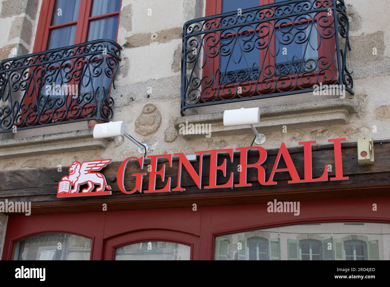 annecy , France - 06 16 2023 : Generali red logo brand and text sign on ...