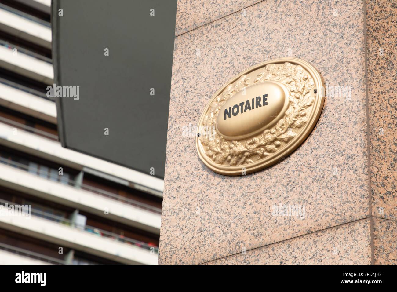 Bordeaux , Aquitaine France - 07 15 2023 : Notaire golden copper brand ...