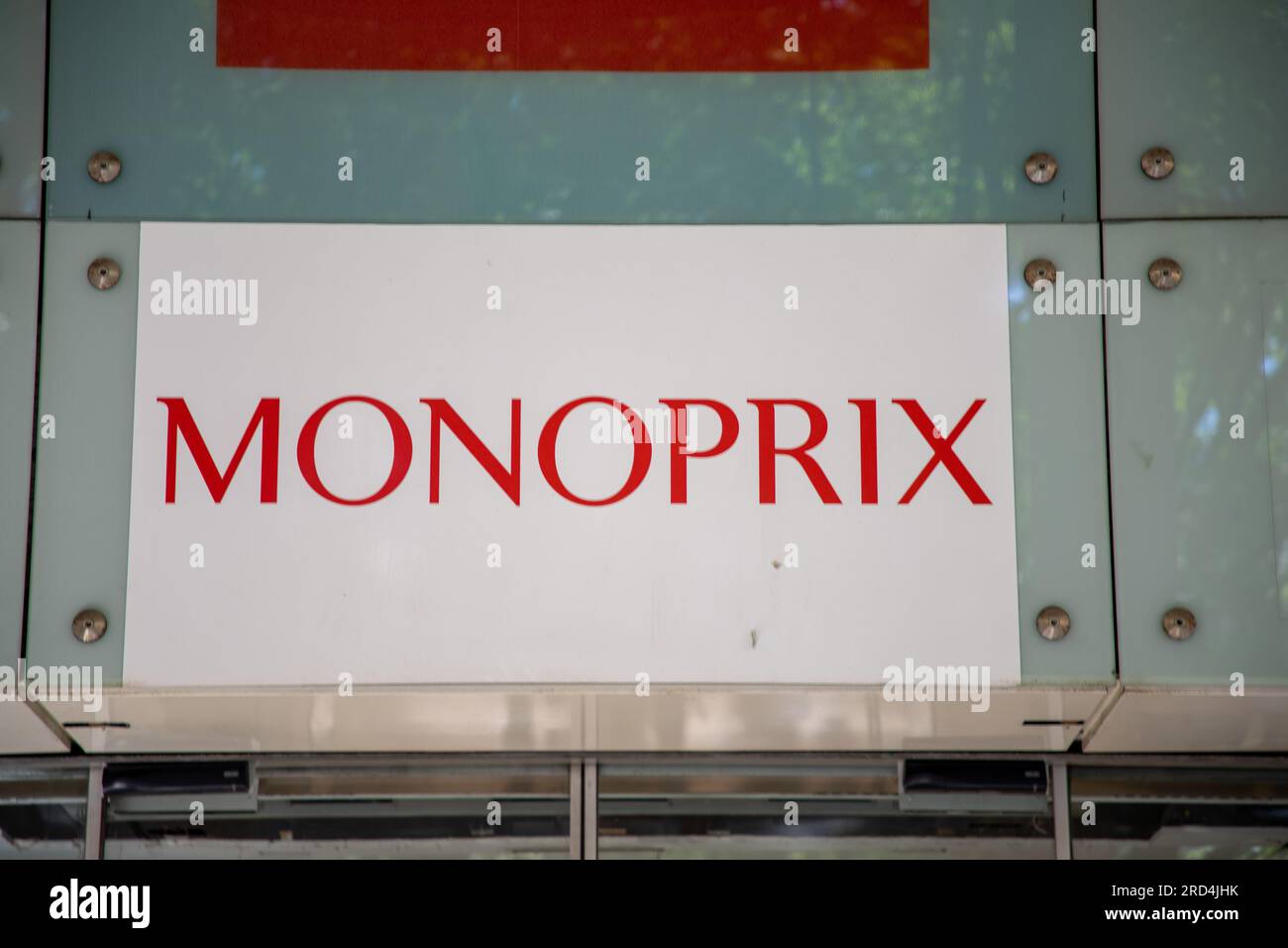 Bordeaux , Aquitaine France - 06 06 2023 : Monoprix logo brand and red ...