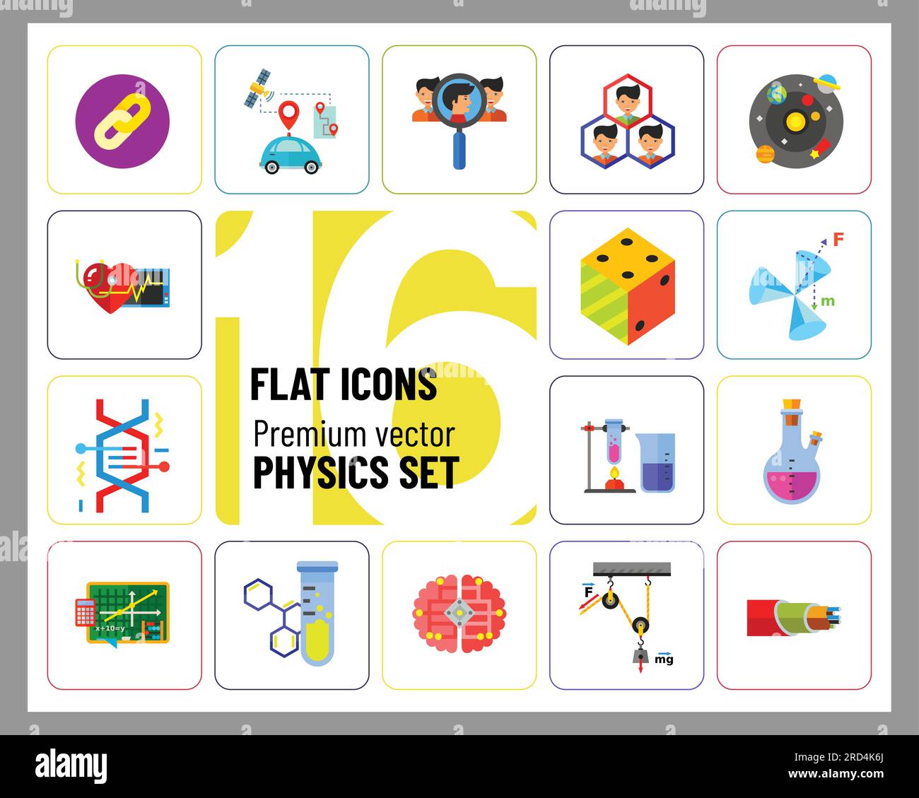 Physics Icon Set Stock Vector Image & Art - Alamy