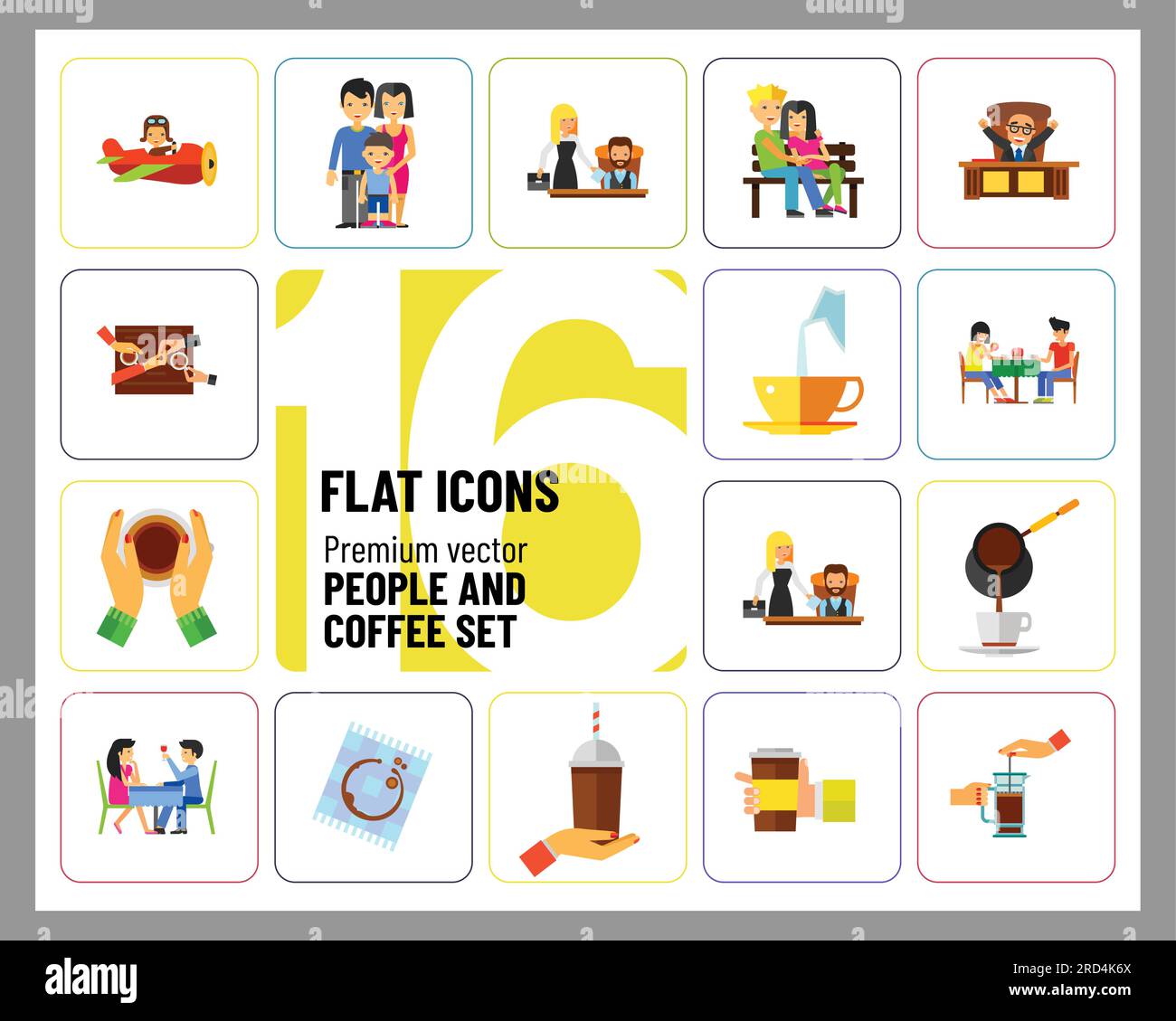 People And Coffee Icon Set Stock Vector Image & Art - Alamy
