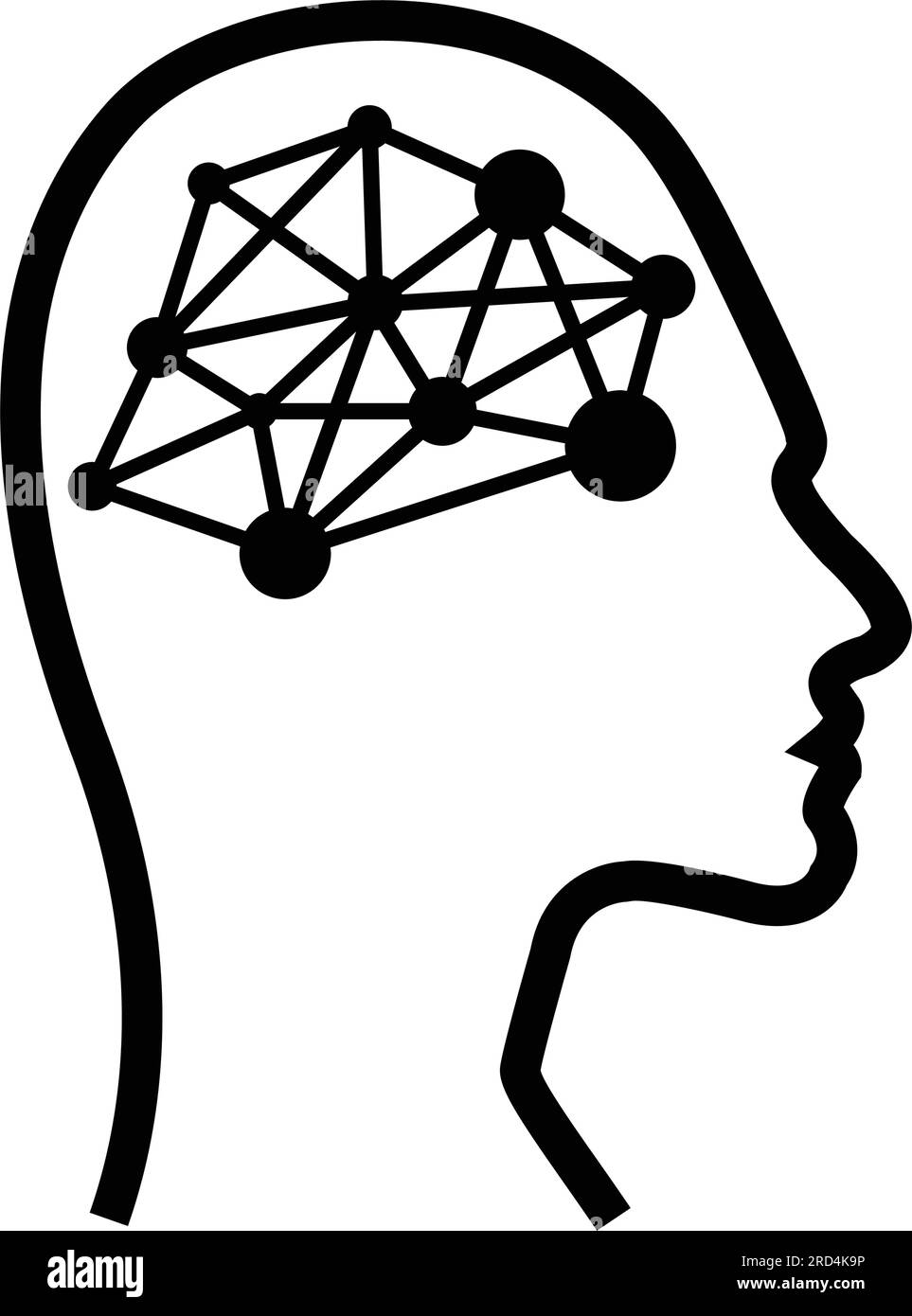 AI, Artificial intelligence icon of human face with a digital chip on ...
