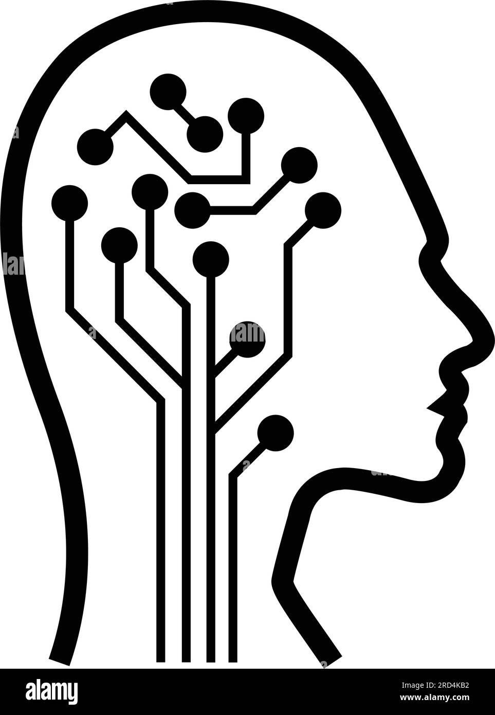 Ai Artificial Intelligence Icon Of Human Face With A Digital Chip On Brain For Computer And 