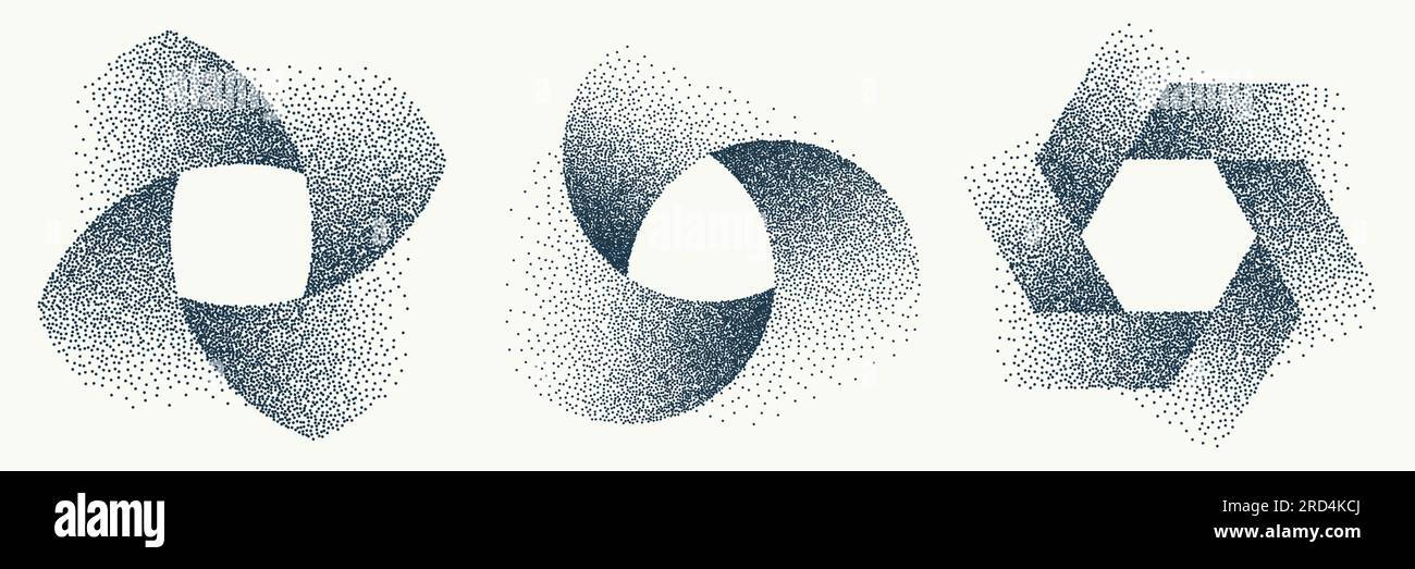 Gritty vector geometric shapes set. Abstract noisy grit infinite swirl ...