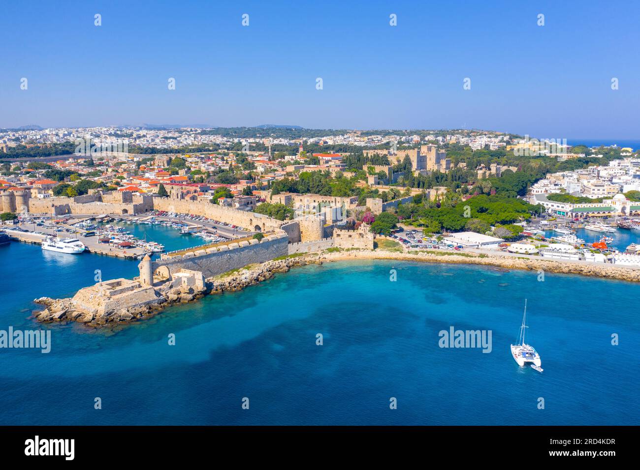 Antique architecture of old town, famous Knights Grand Master Palace ...