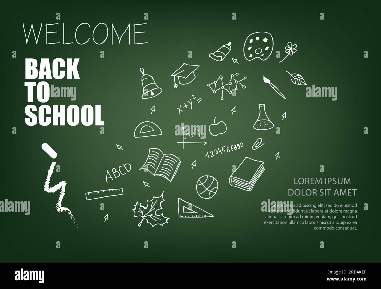 Welcome back to school lettering and chalk stroke Stock Vector Image ...