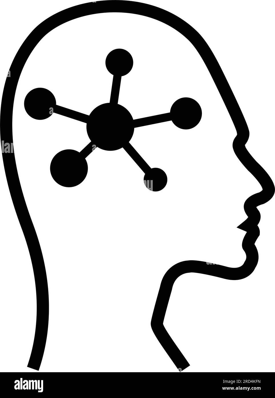 AI, Artificial intelligence icon of human face with a digital chip on ...