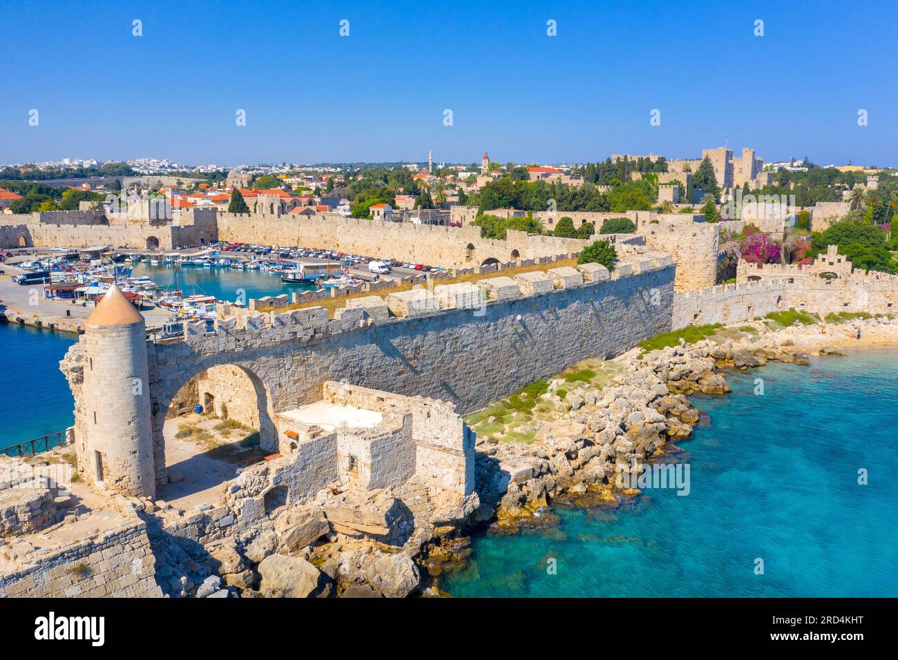 Antique architecture of old town, famous Knights Grand Master Palace ...