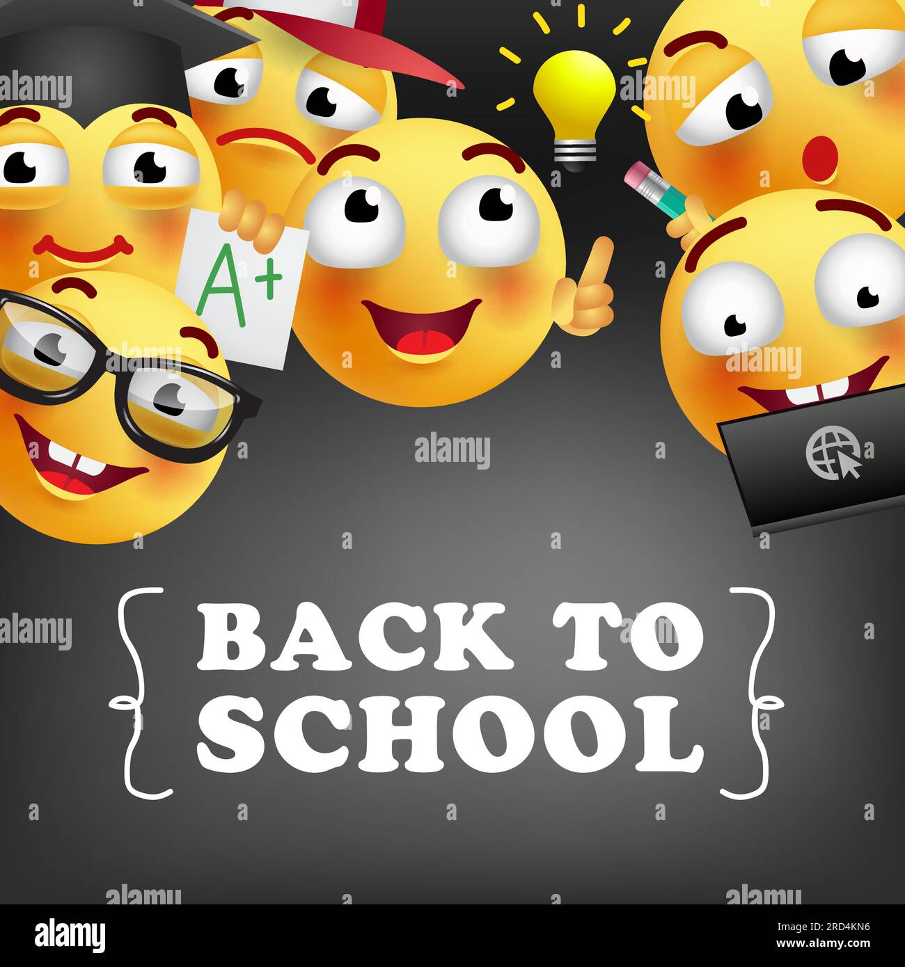 Back to school lettering with smiling emojies Stock Vector Image & Art ...