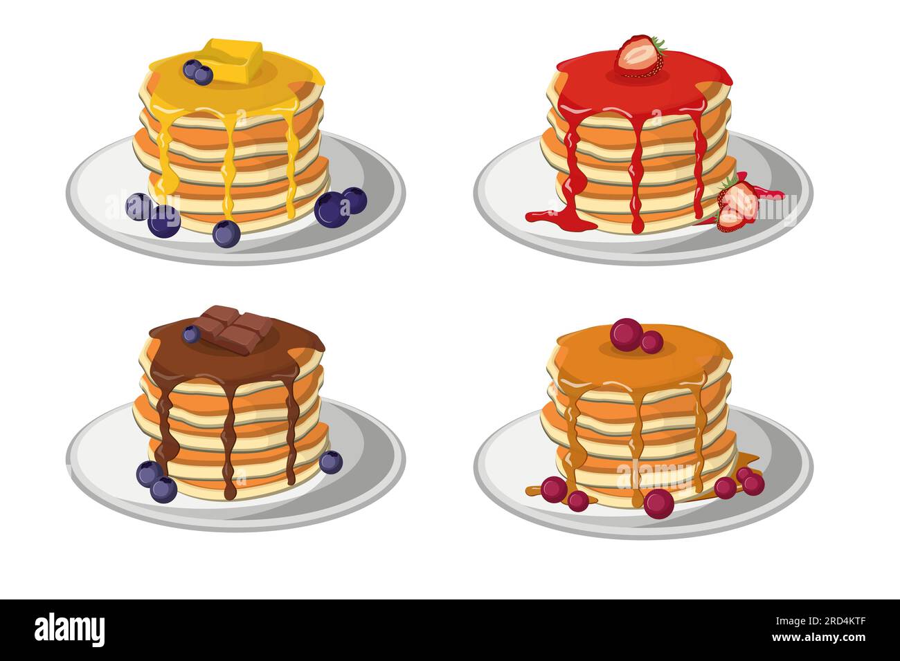 Breakfast pancakes fruit topping syrup Cut Out Stock Images & Pictures - Alamy