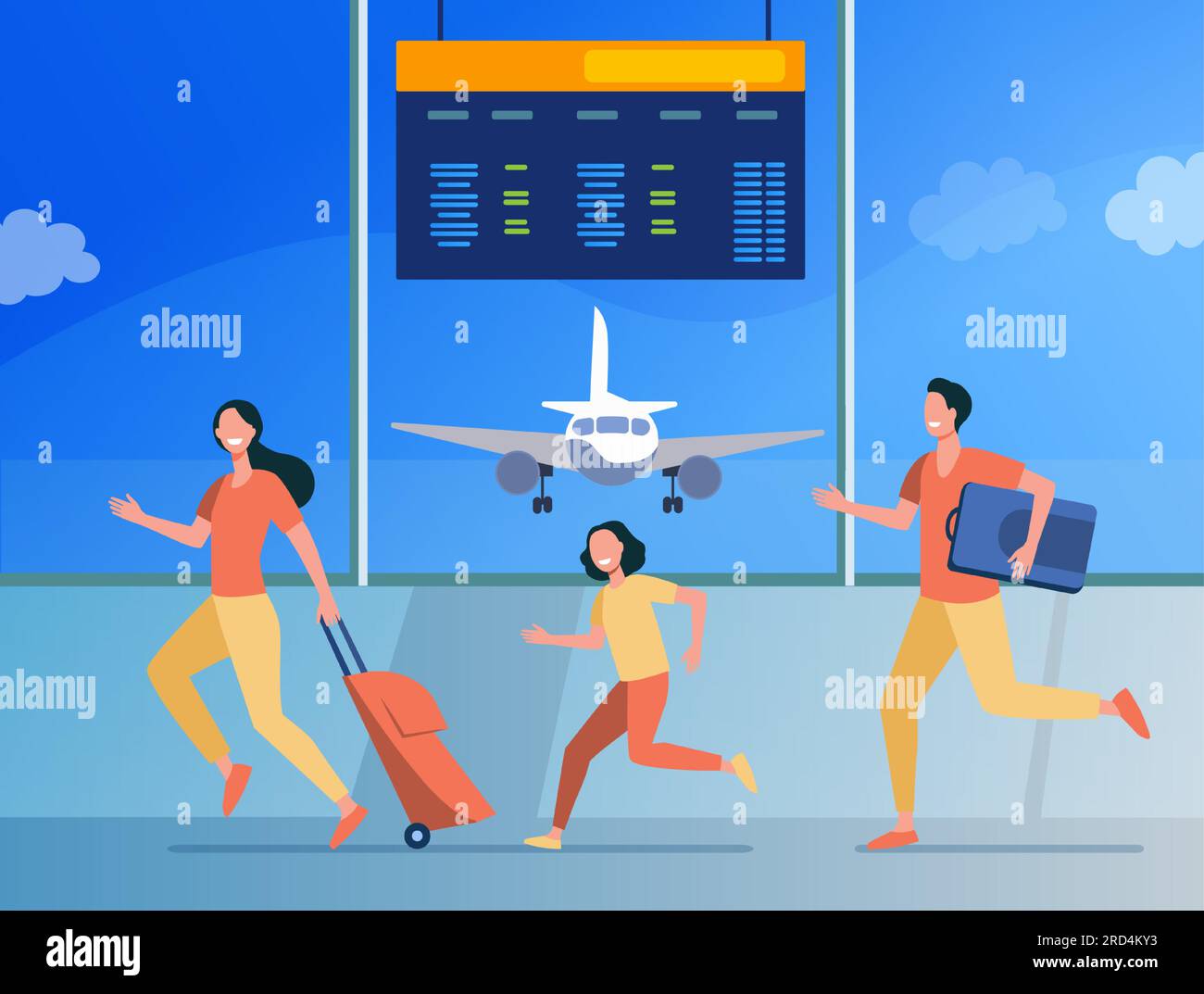 Family running airport Stock Vector Images - Alamy