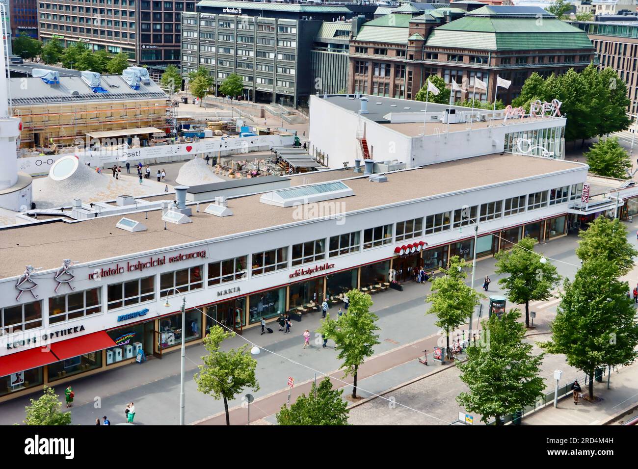 The roof of Amos rex museum behind Lasipalatsi building in the center ...