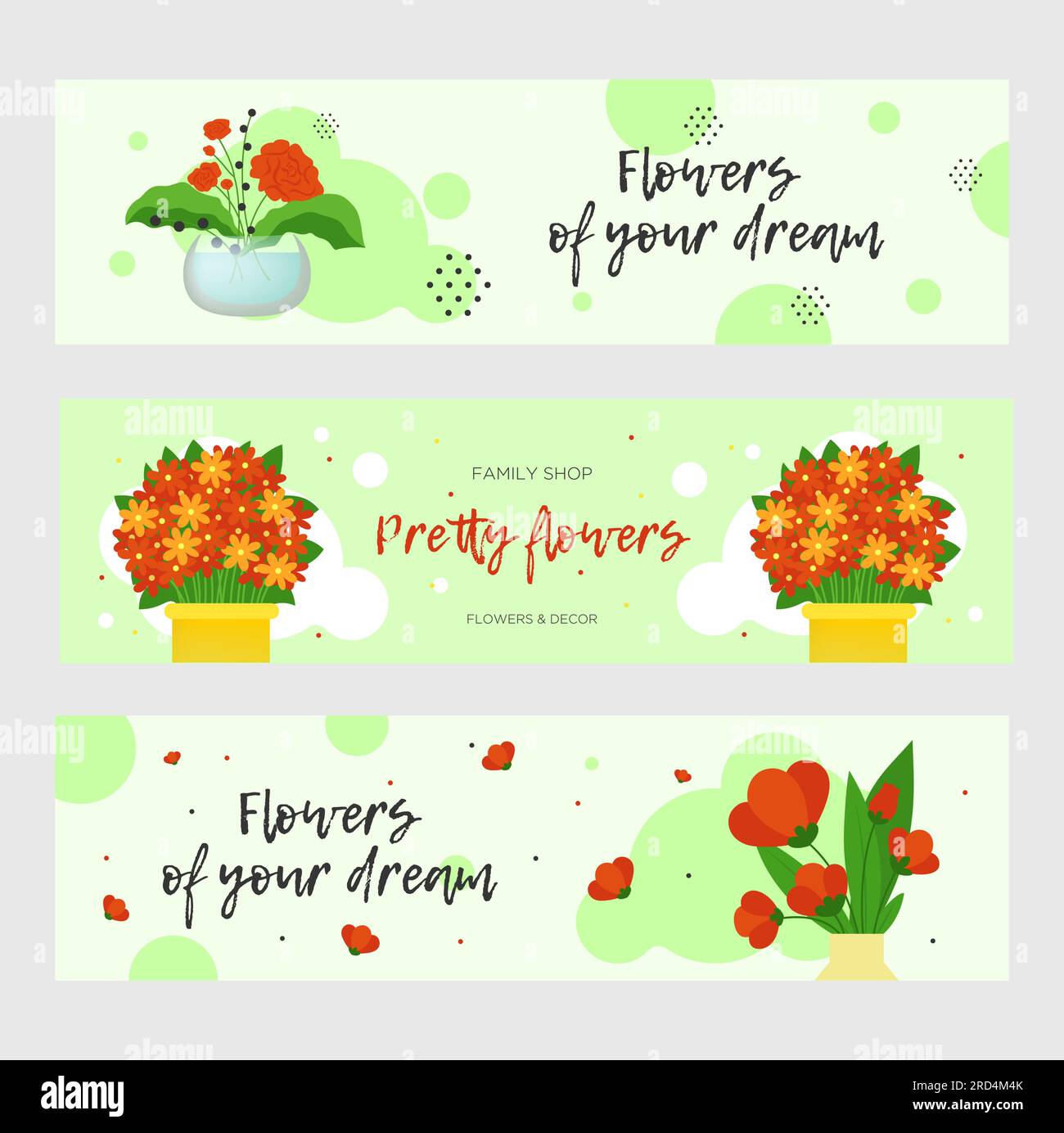 Pretty flowers banners design for store Stock Vector Image & Art - Alamy