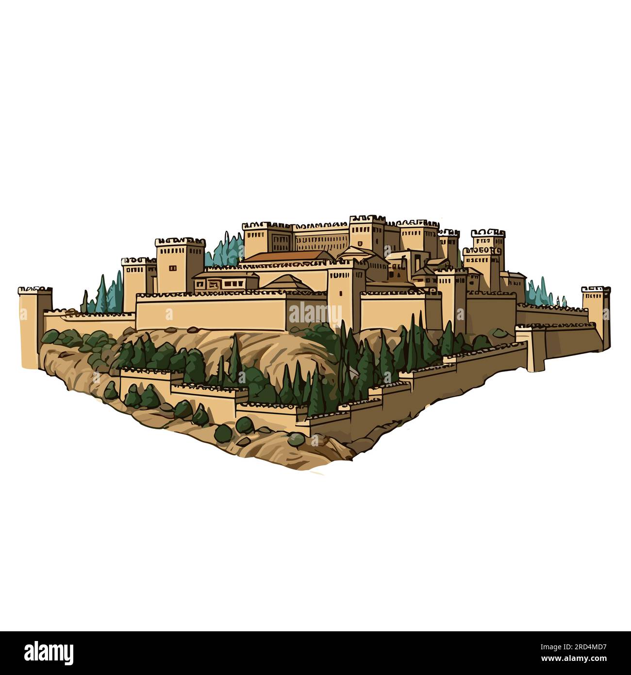 Alhambra. Alhambra hand-drawn comic illustration. Vector doodle style ...
