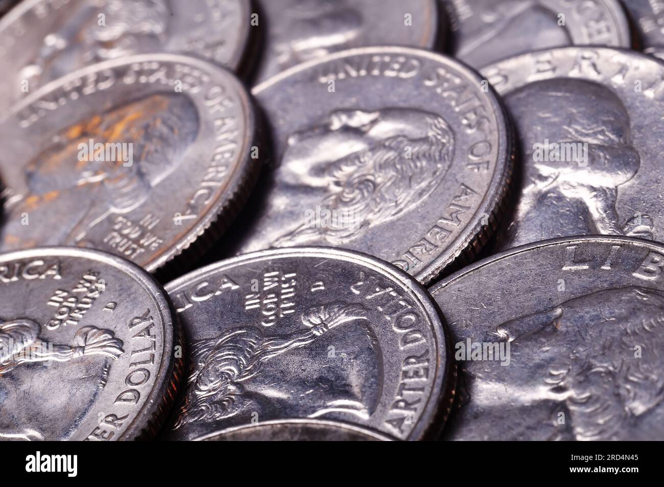 American one quarter coins, close up Stock Photo - Alamy