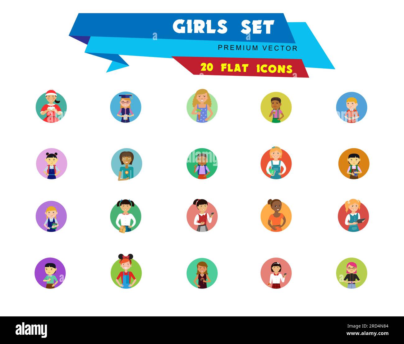 Girls Icons Set Stock Vector Image & Art - Alamy
