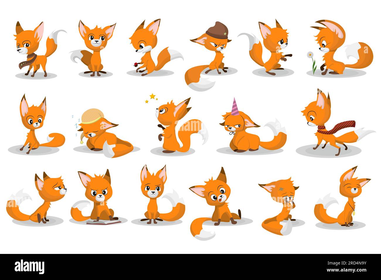 Cute cartoon red fox set Stock Vector Image & Art - Alamy