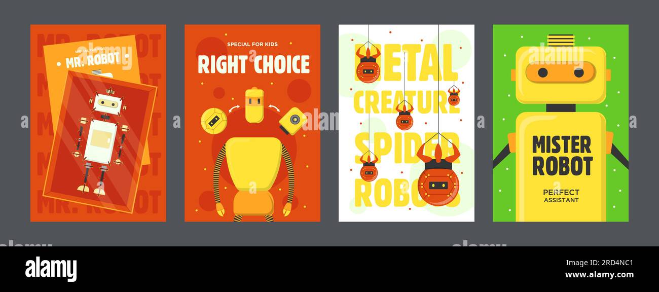 Robots colorful posters set Stock Vector Image & Art - Alamy
