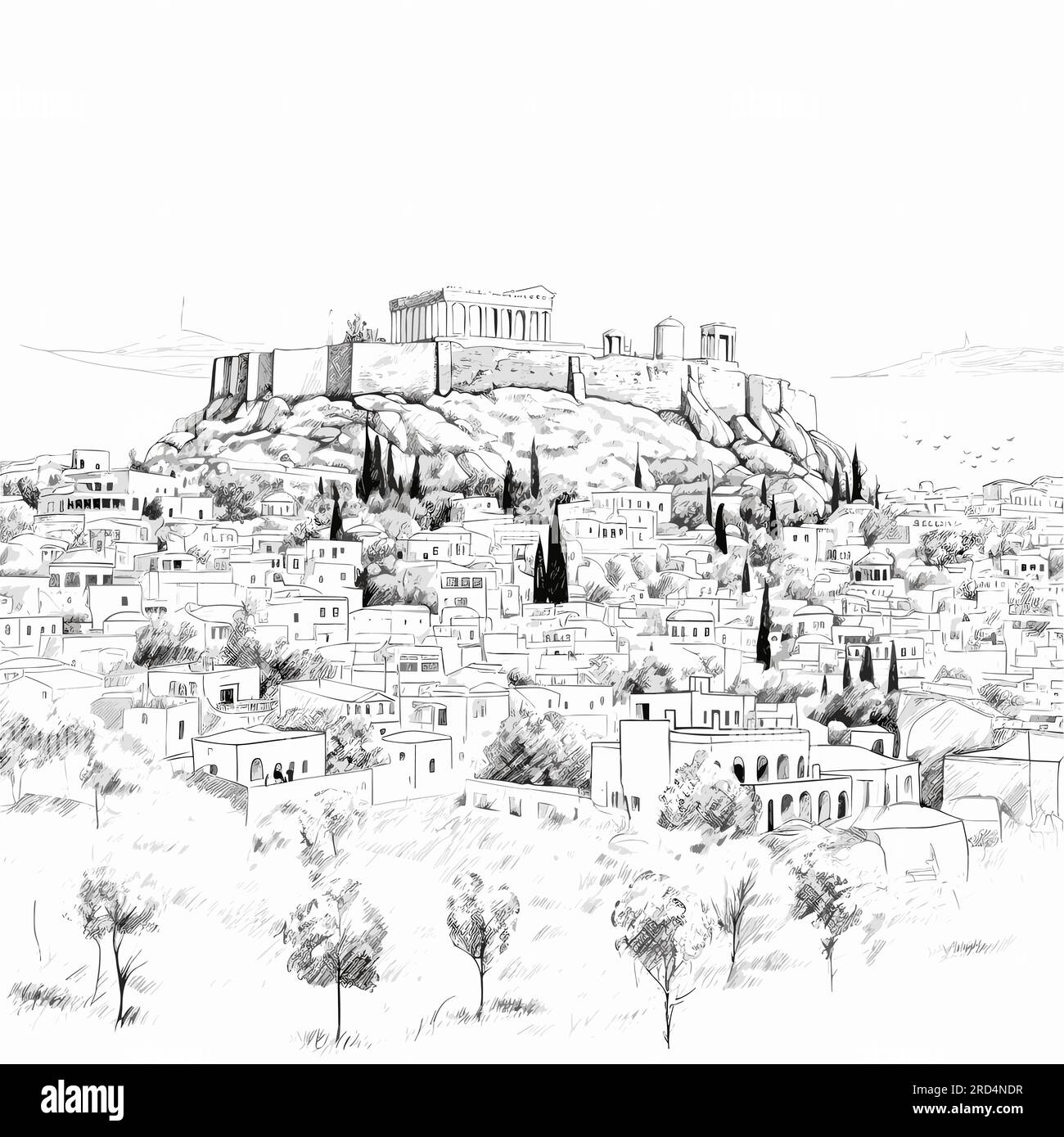 Acropolis of athens drawing Stock Vector Images - Alamy