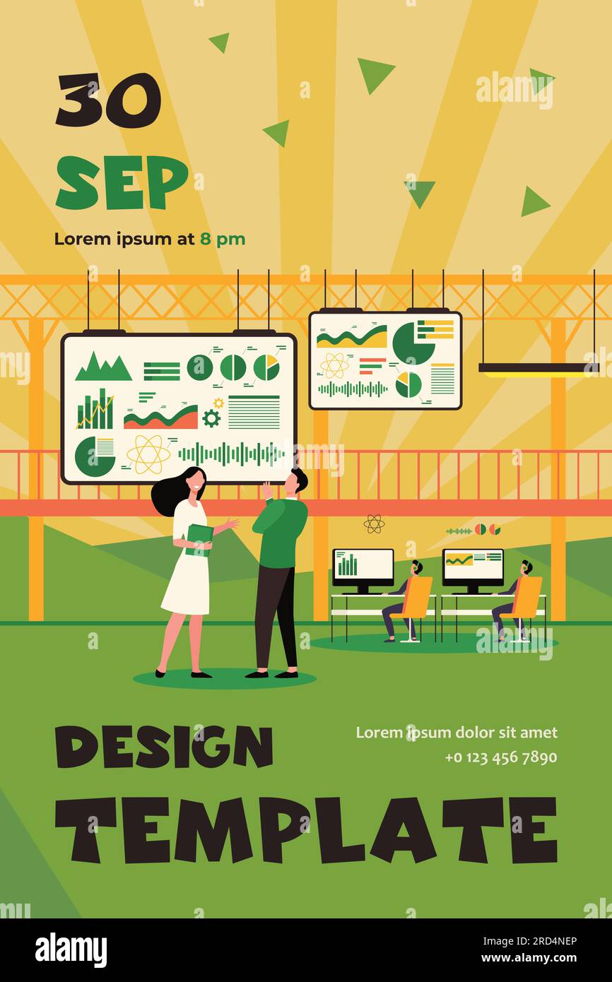 Business people working in control center with big screens Stock Vector ...