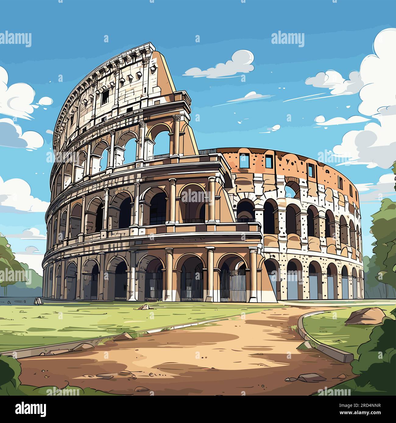 Colosseum. Colosseum hand-drawn comic illustration. Vector doodle style ...