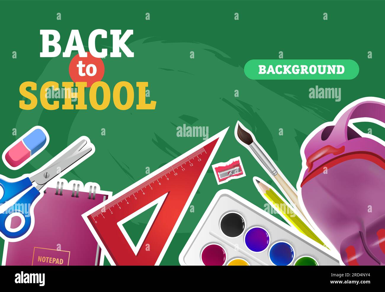 Back to school, background lettering with supplies Stock Vector Image ...