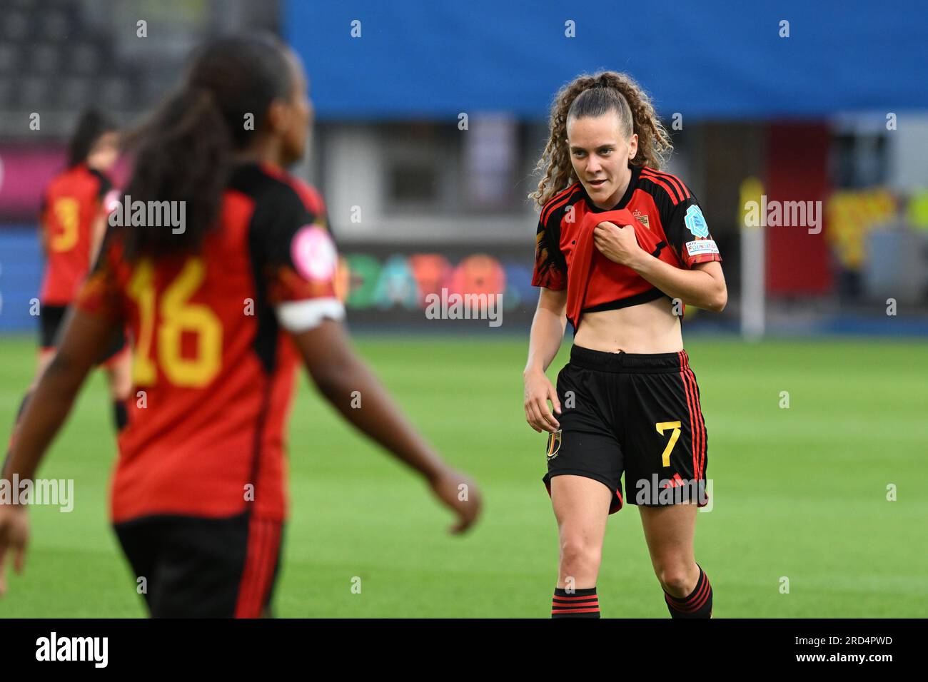 Leuven, Belgium. 18th July, 2023. Alixe Bosteels (7) of Belgium pictured during a female soccer ...