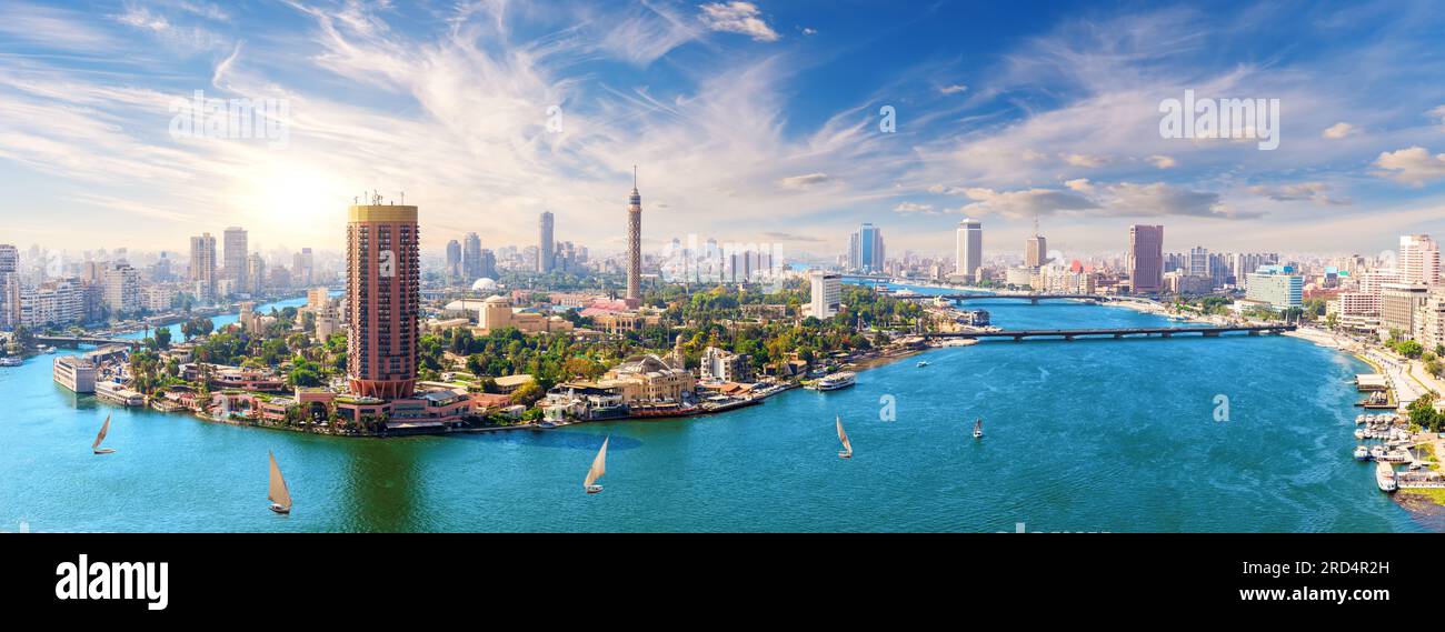 Modern Cairo downtown, aerial view over the Nile, Egypt Stock Photo - Alamy