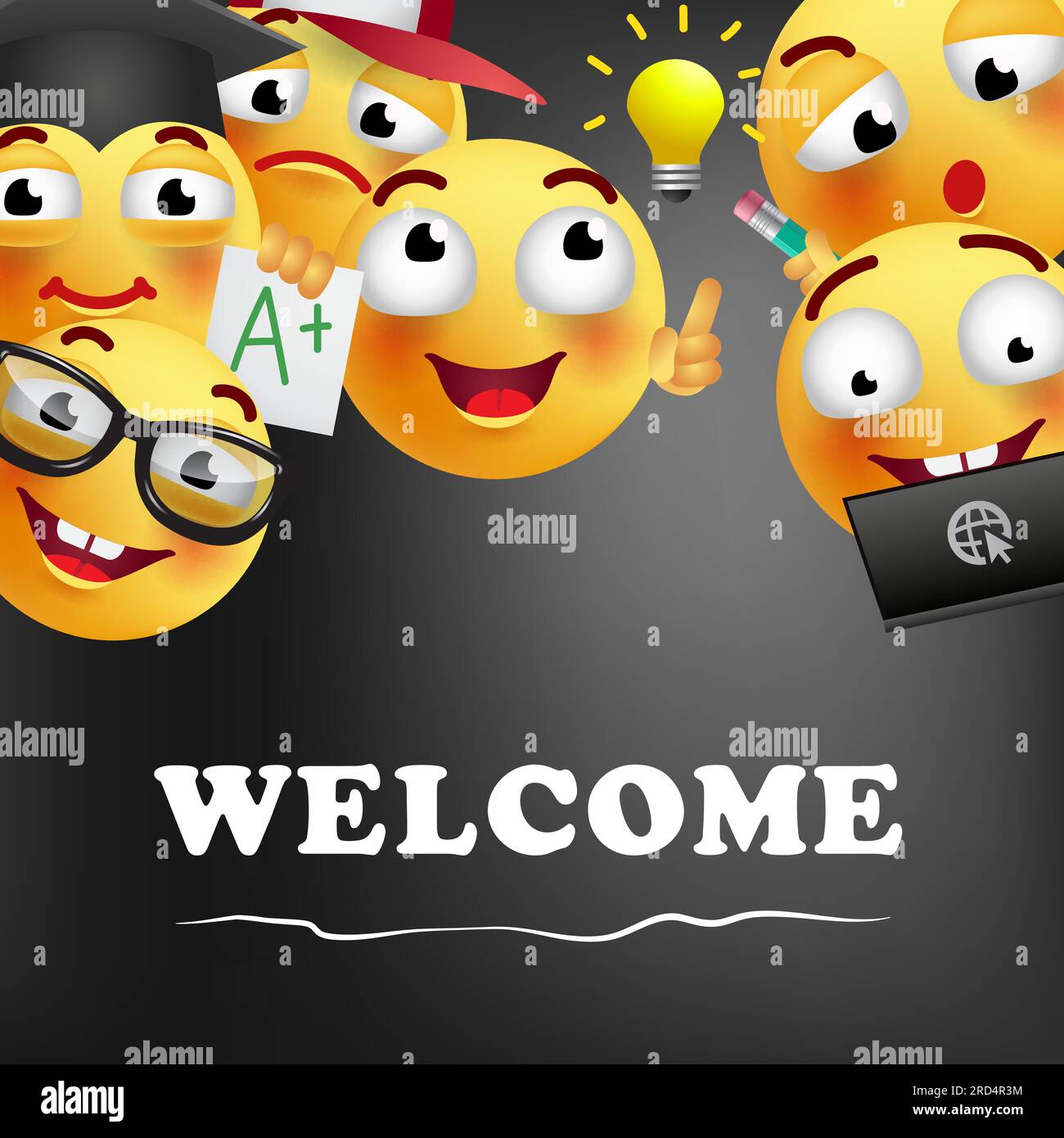 Welcome lettering with smiling emojies Stock Vector Image & Art - Alamy
