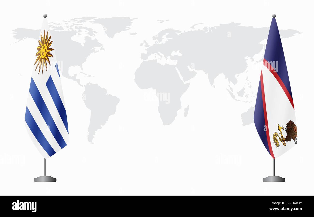 Uruguay and American Samoa flags for official meeting against ...