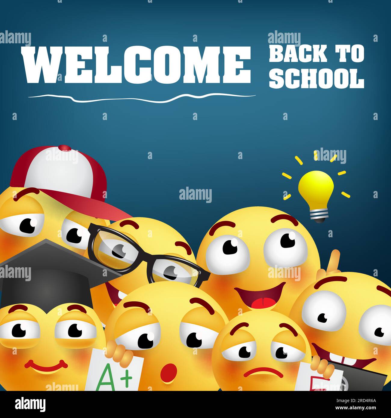 Welcome back to school lettering and smiling emojies Stock Vector Image ...