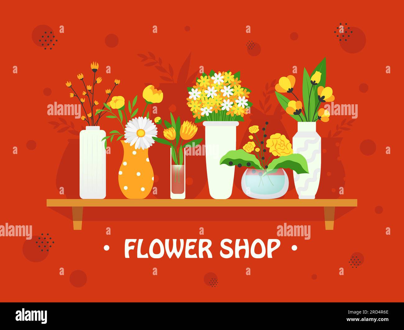 Stylish background design with flowers in vases Stock Vector Image ...