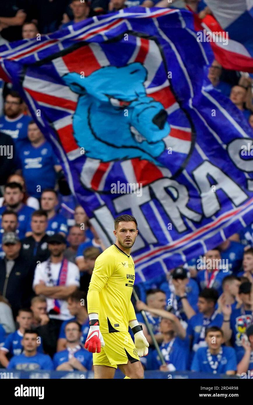Rangers' Jack Butland looks on during the pre-season friendly match at ...