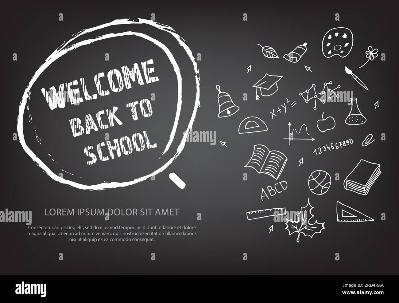 Welcome back to school lettering in hand drawn chalk circle Stock ...