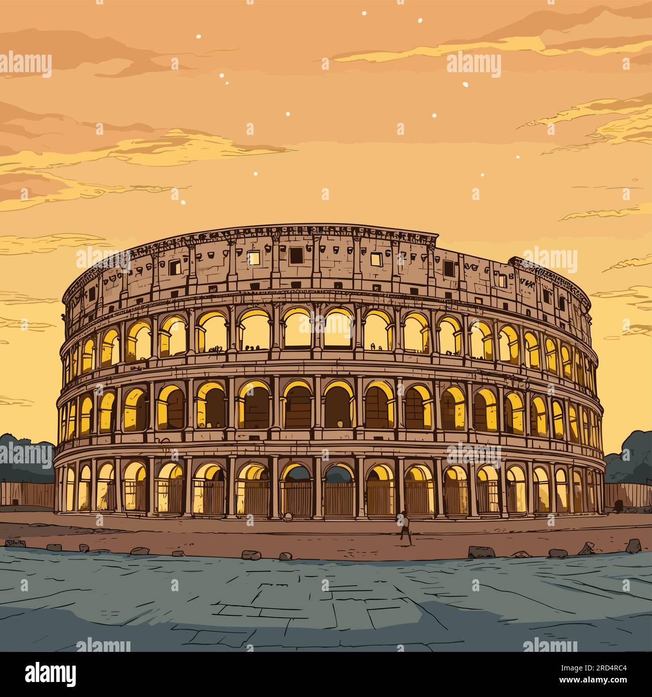 Colosseum. Colosseum hand-drawn comic illustration. Vector doodle style ... Colosseum. Colosseum hand-drawn comic illustration. Vector doodle style ...
