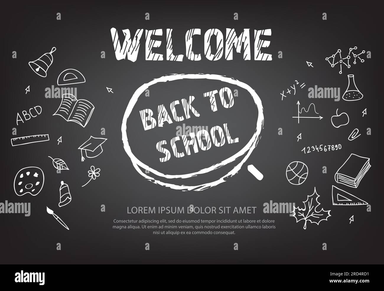 Welcome back to school lettering in chalk circle Stock Vector Image ...