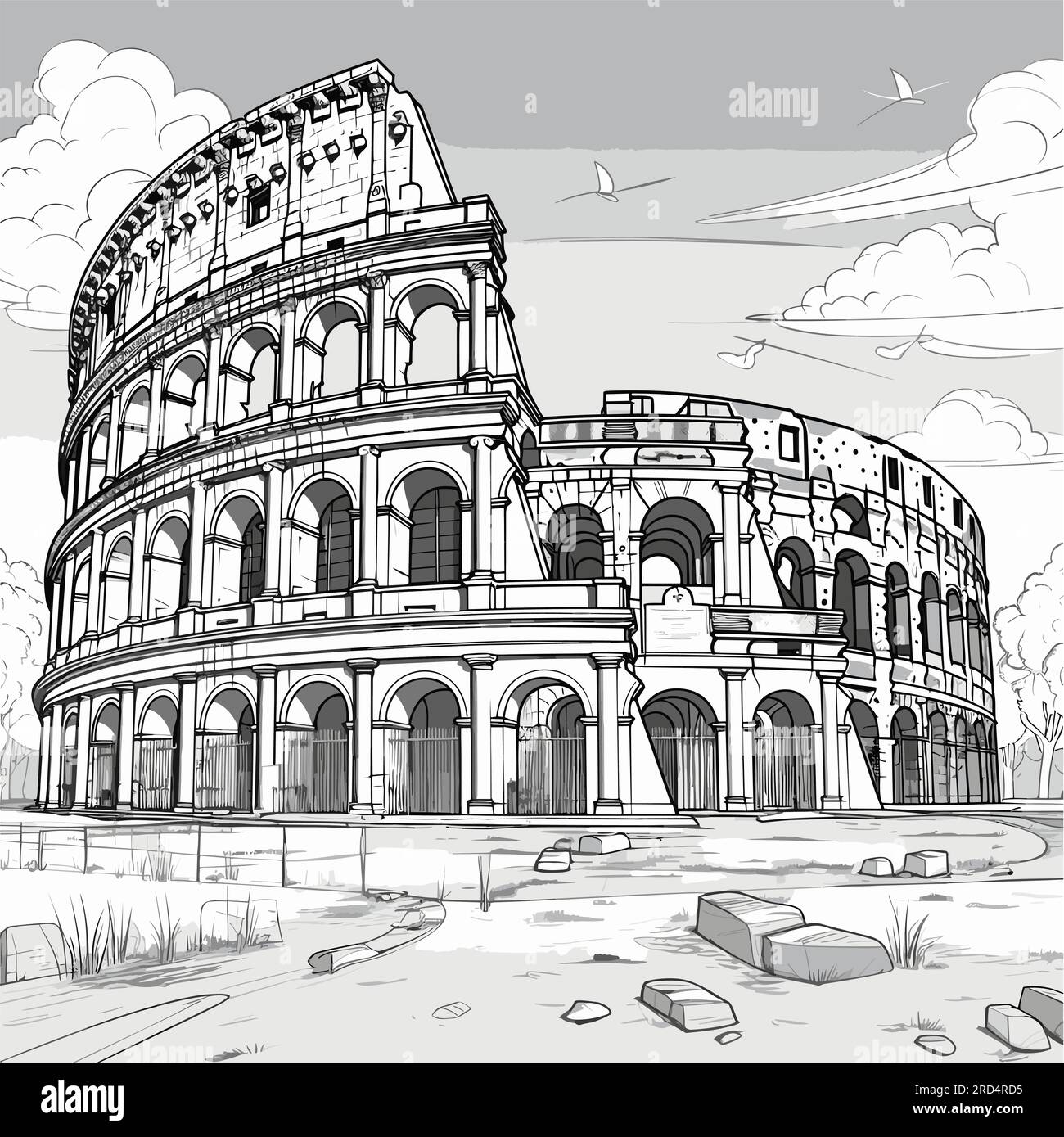 Colosseum. Colosseum hand-drawn comic illustration. Vector doodle style ... Colosseum. Colosseum hand-drawn comic illustration. Vector doodle style ...