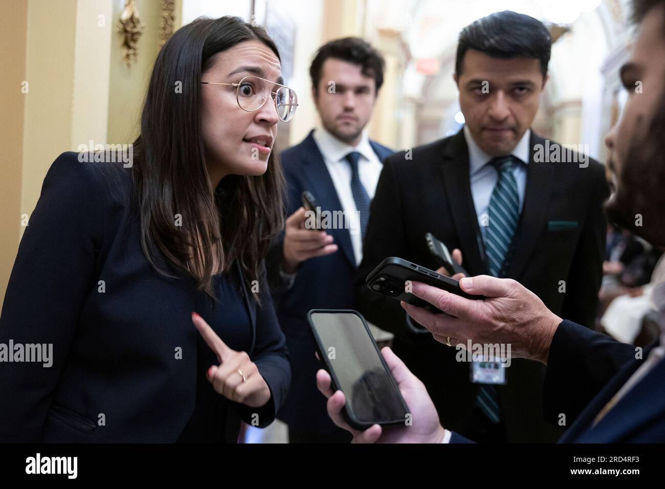 Rep. Alexandria Ocasio-Cortez (D-N.Y.) takes questions from reporters ...