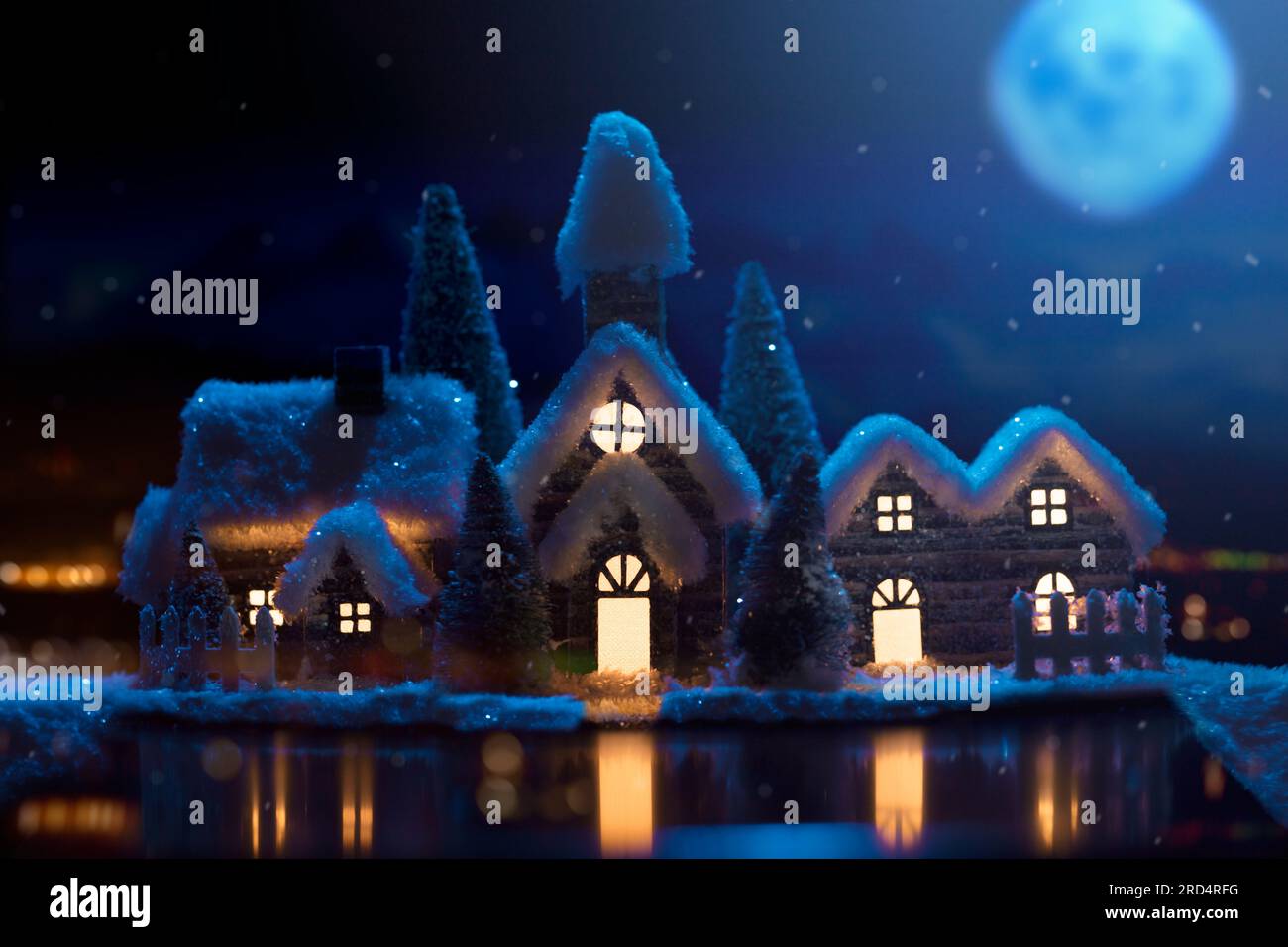 Moonlit village scene hi-res stock photography and images - Alamy