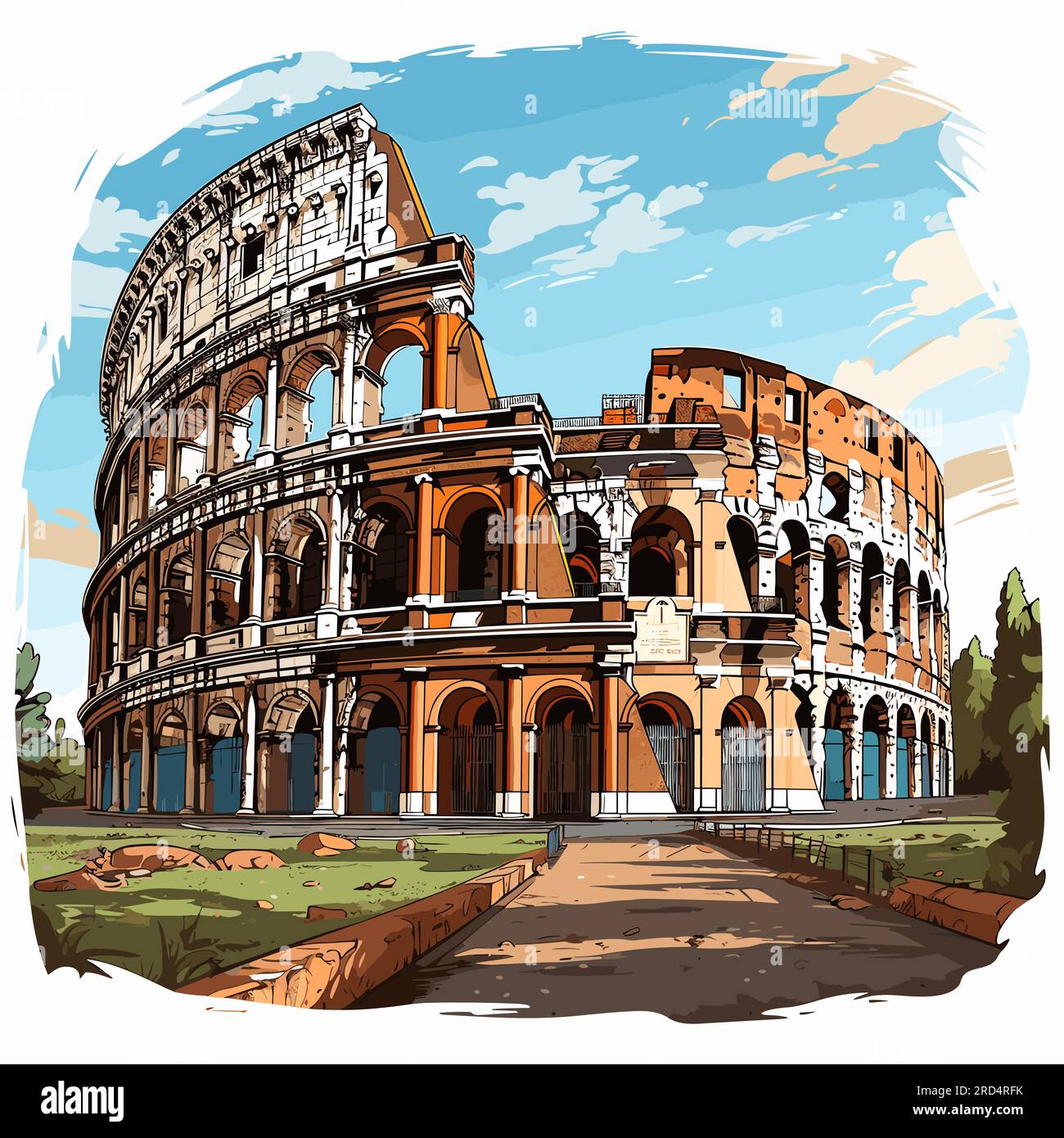 Colosseum. Colosseum hand-drawn comic illustration. Vector doodle style ... Colosseum. Colosseum hand-drawn comic illustration. Vector doodle style ...