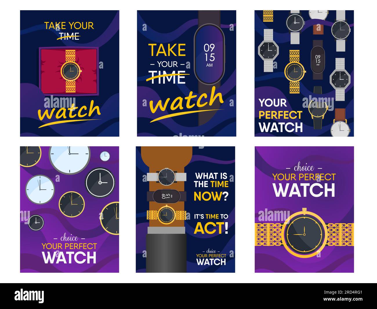 Watches marketing flyers design set Stock Vector Image & Art - Alamy