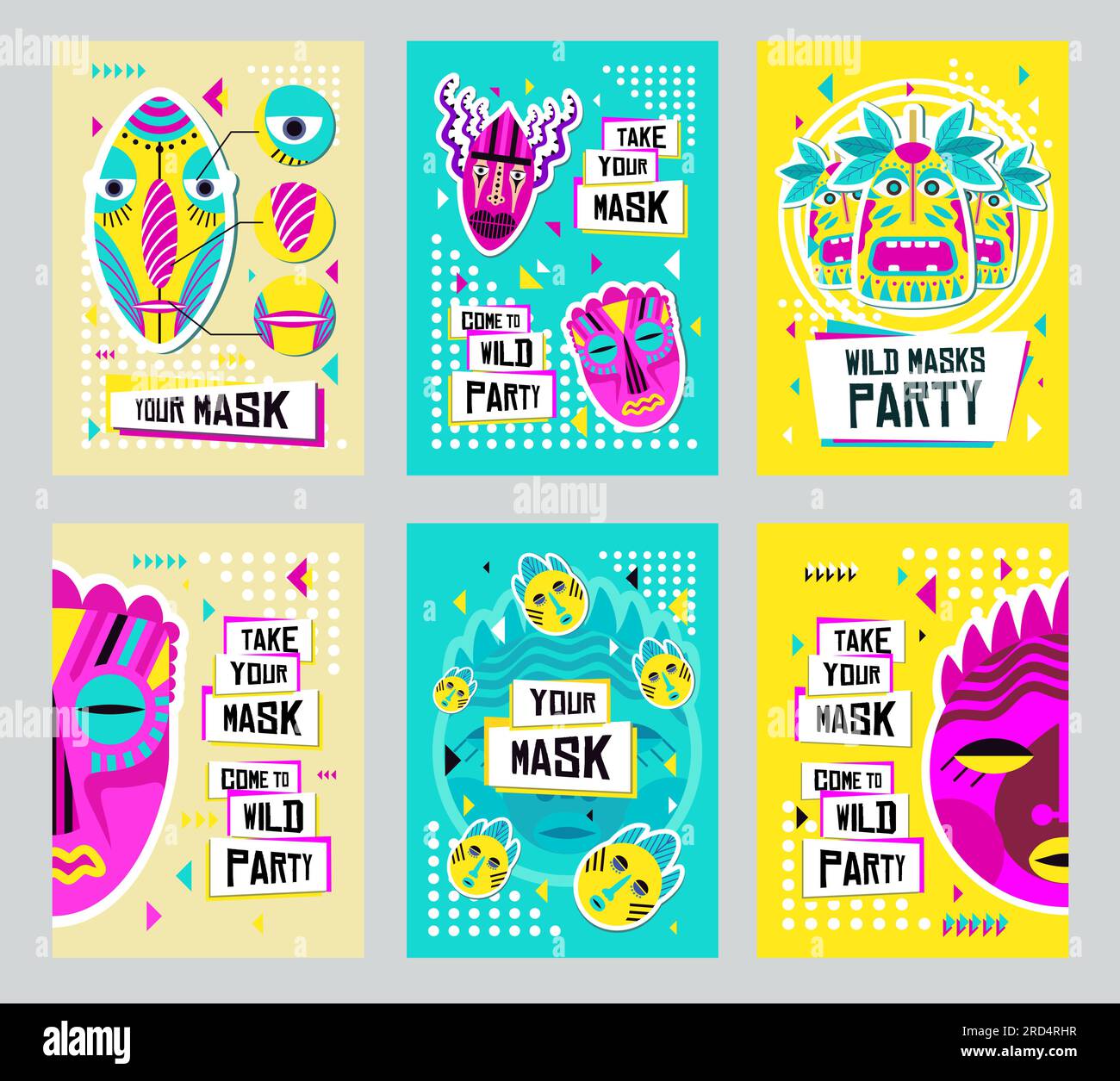 Tribal masquerade flyers design set Stock Vector Image & Art - Alamy