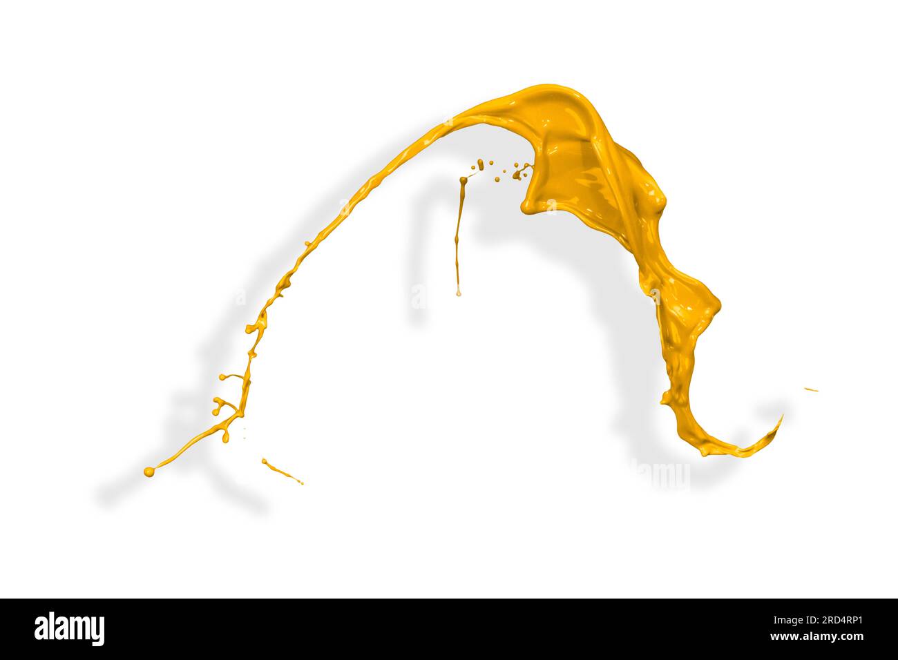 Flying, splashed yellow oil or acrylic paint. on a white background ...