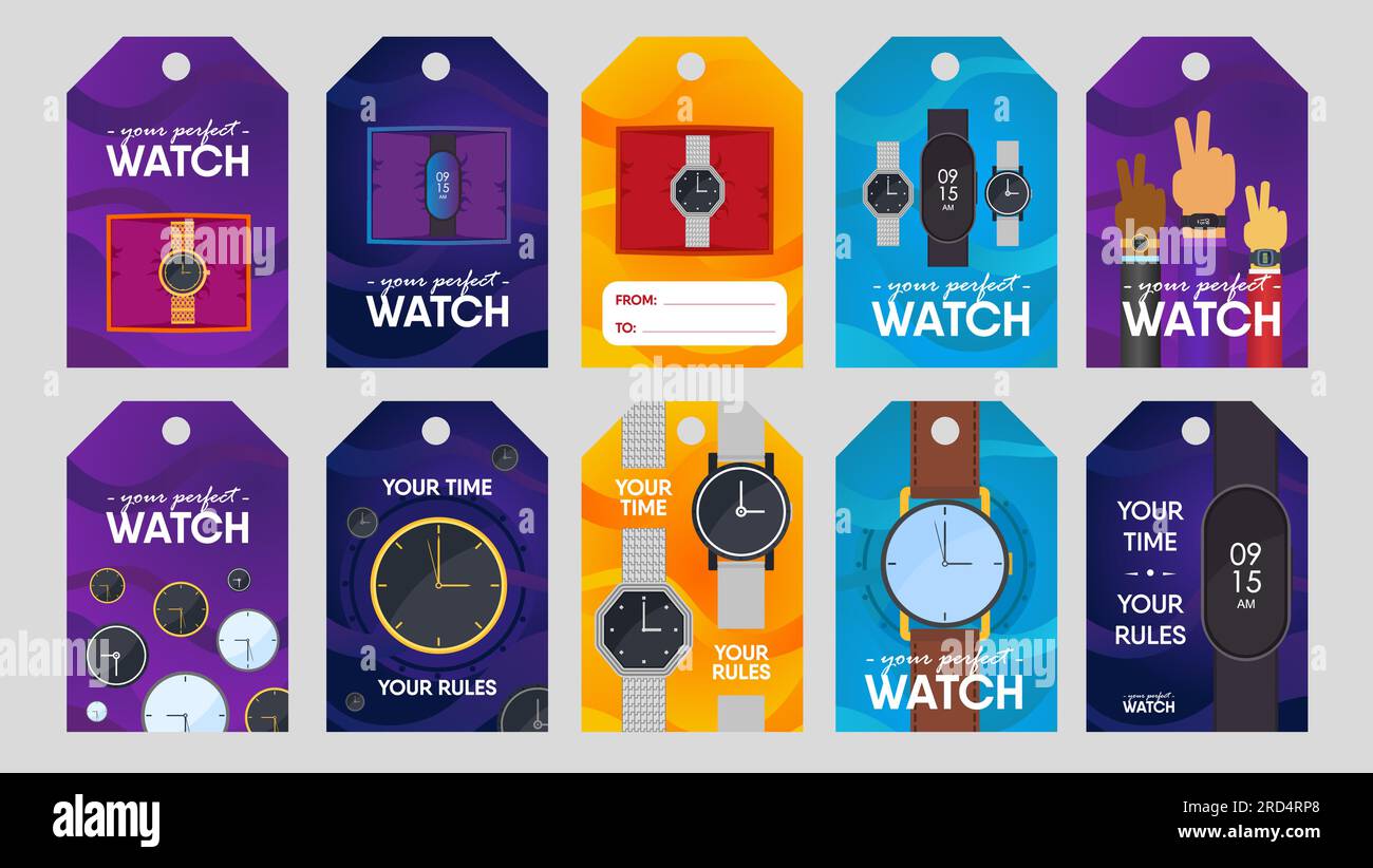 Watches retail tags design set Stock Vector Image & Art - Alamy