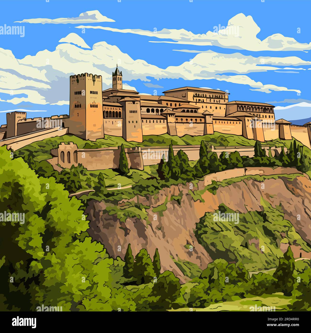 Alhambra. Alhambra hand-drawn comic illustration. Vector doodle style ...