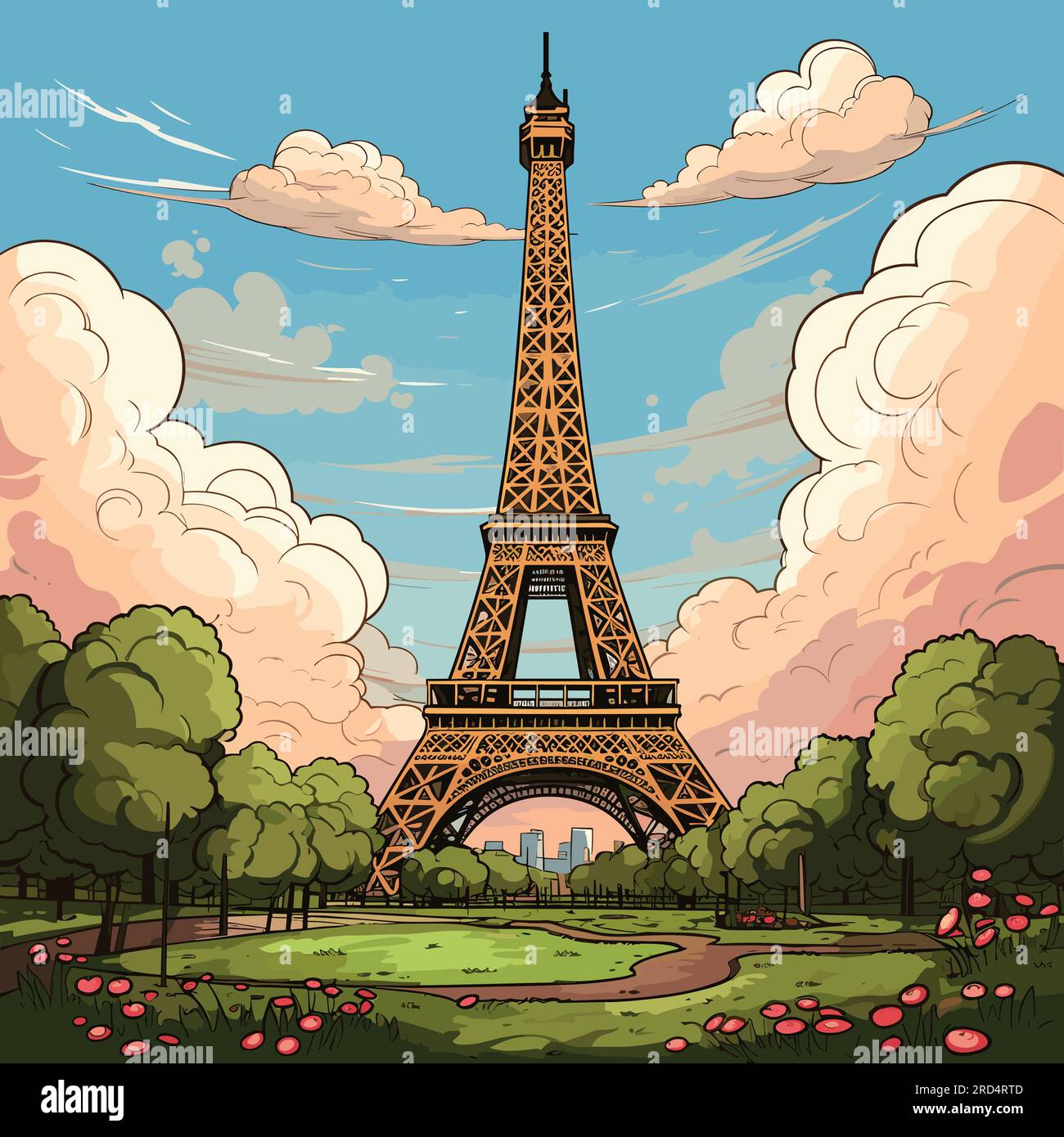 Art pencil drawing eiffel tower Stock Vector Images - Alamy