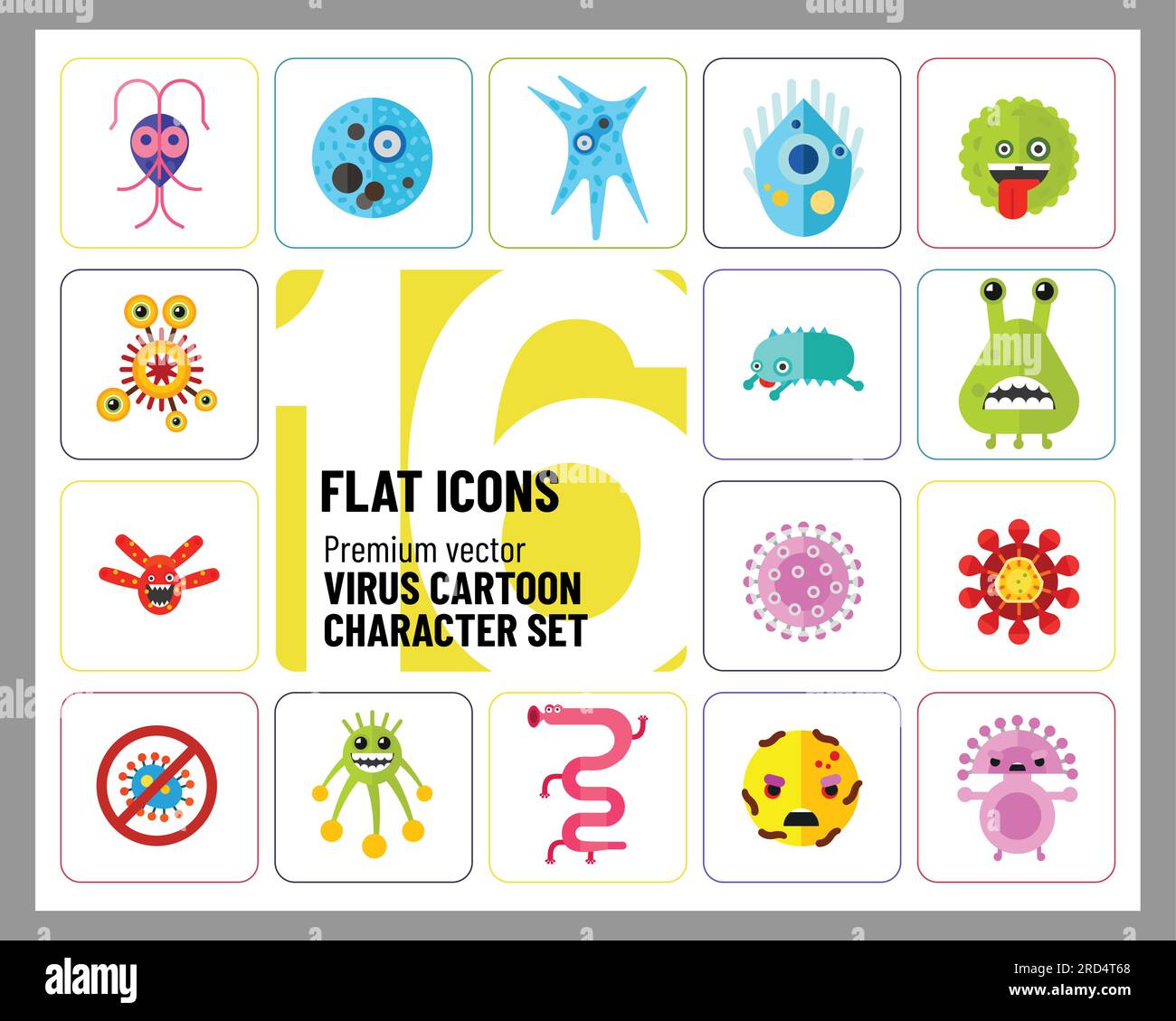 Virus Cartoon Character Icons Set Stock Vector Image & Art - Alamy